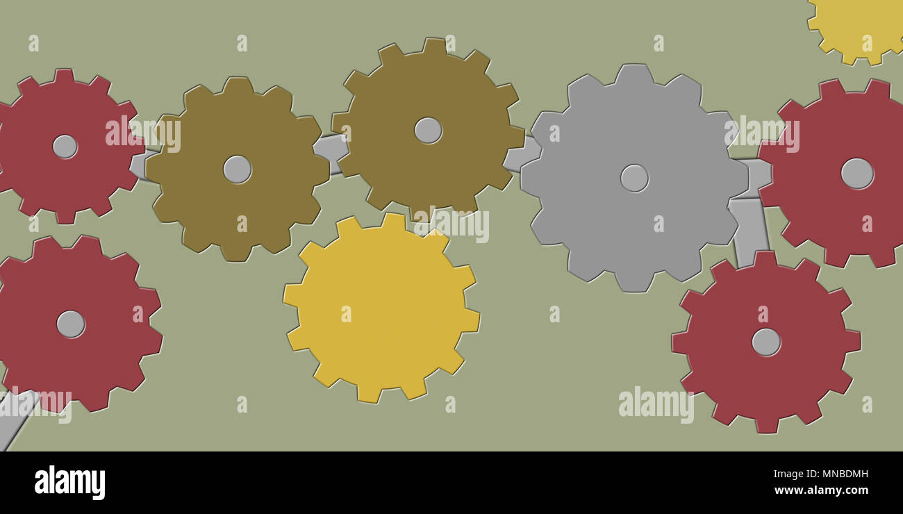 simple cogs and gears illustration backdrop Stock Photo - Alamy