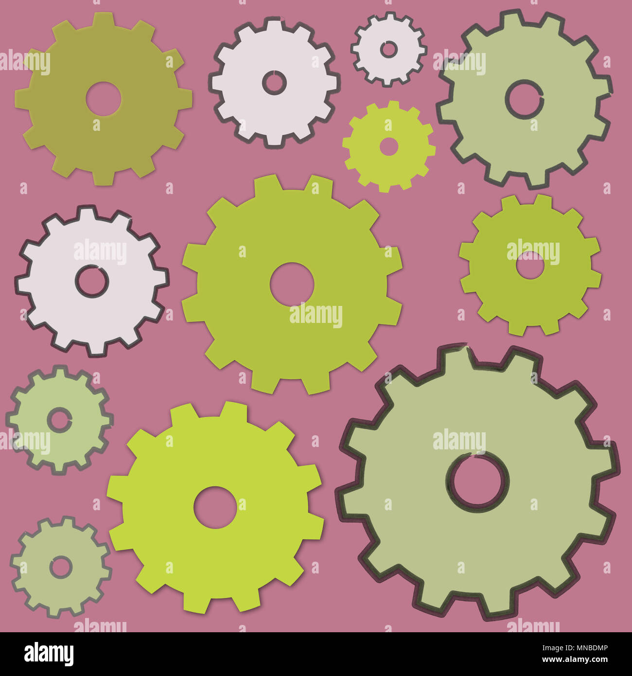 simple cogs and gears illustration backdrop Stock Photo - Alamy