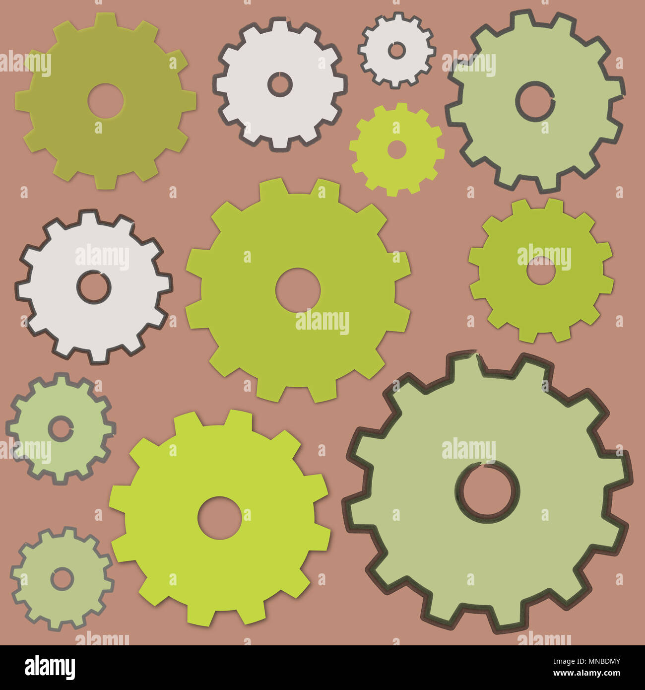 simple cogs and gears illustration backdrop Stock Photo - Alamy