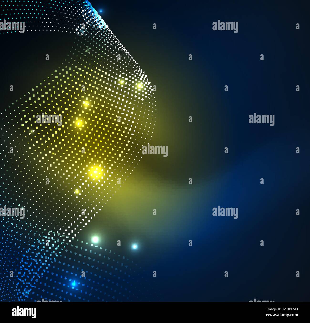 3D illuminated wave of glowing particles. 3D illuminated wave of ...