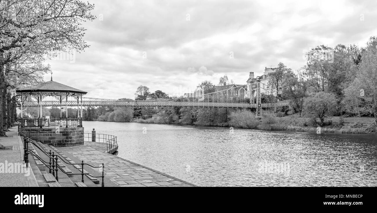 Riverbank with Victorian bandstand and view of City of Chester, Queens ...