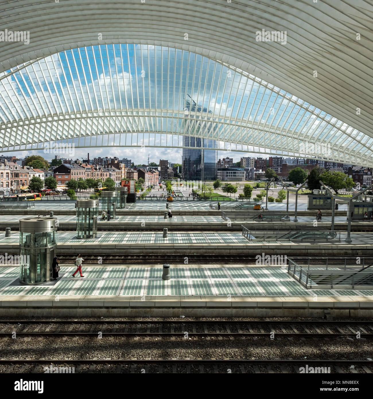 View on the famous railway station by Santiago Calatrava in the Belgian ...