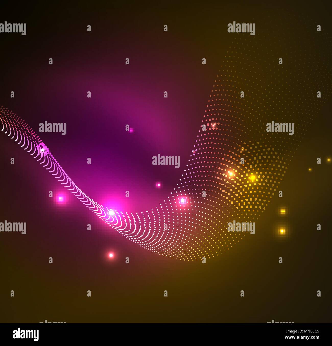 3D illuminated wave of glowing particles. 3D illuminated wave of ...