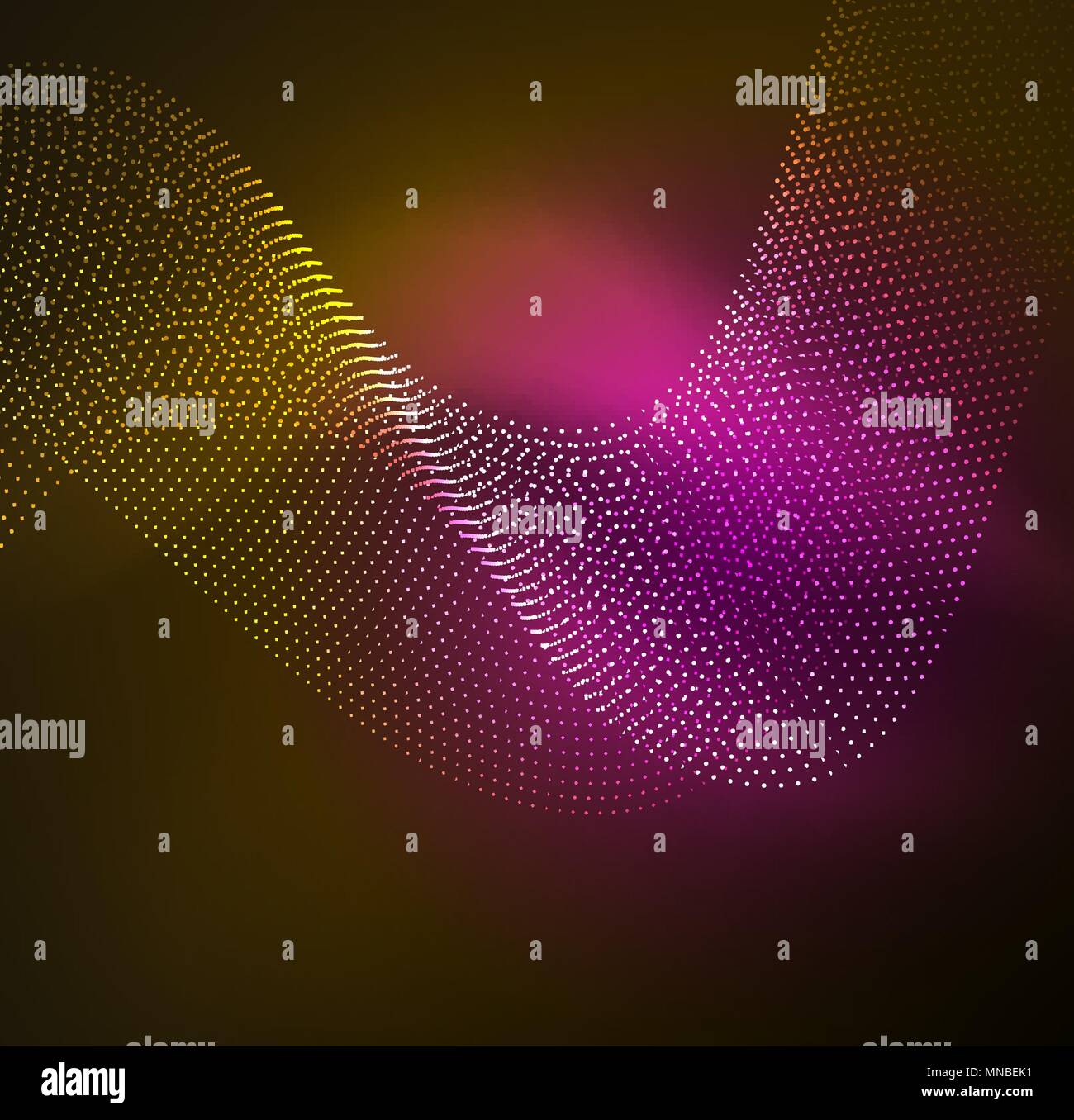 3D illuminated wave of glowing particles. 3D illuminated wave of ...