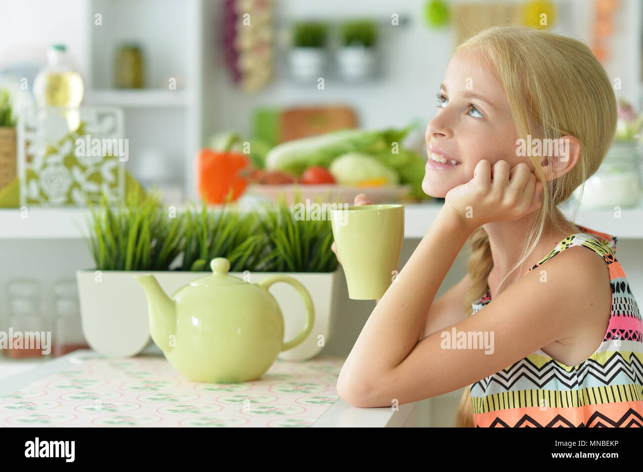 the girl in the kitchen Stock Photo - Alamy