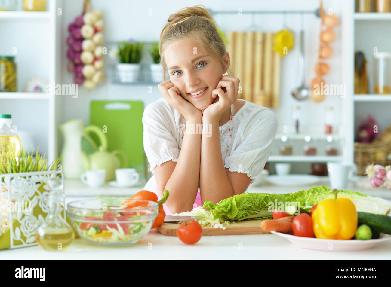 the girl in the kitchen Stock Photo - Alamy