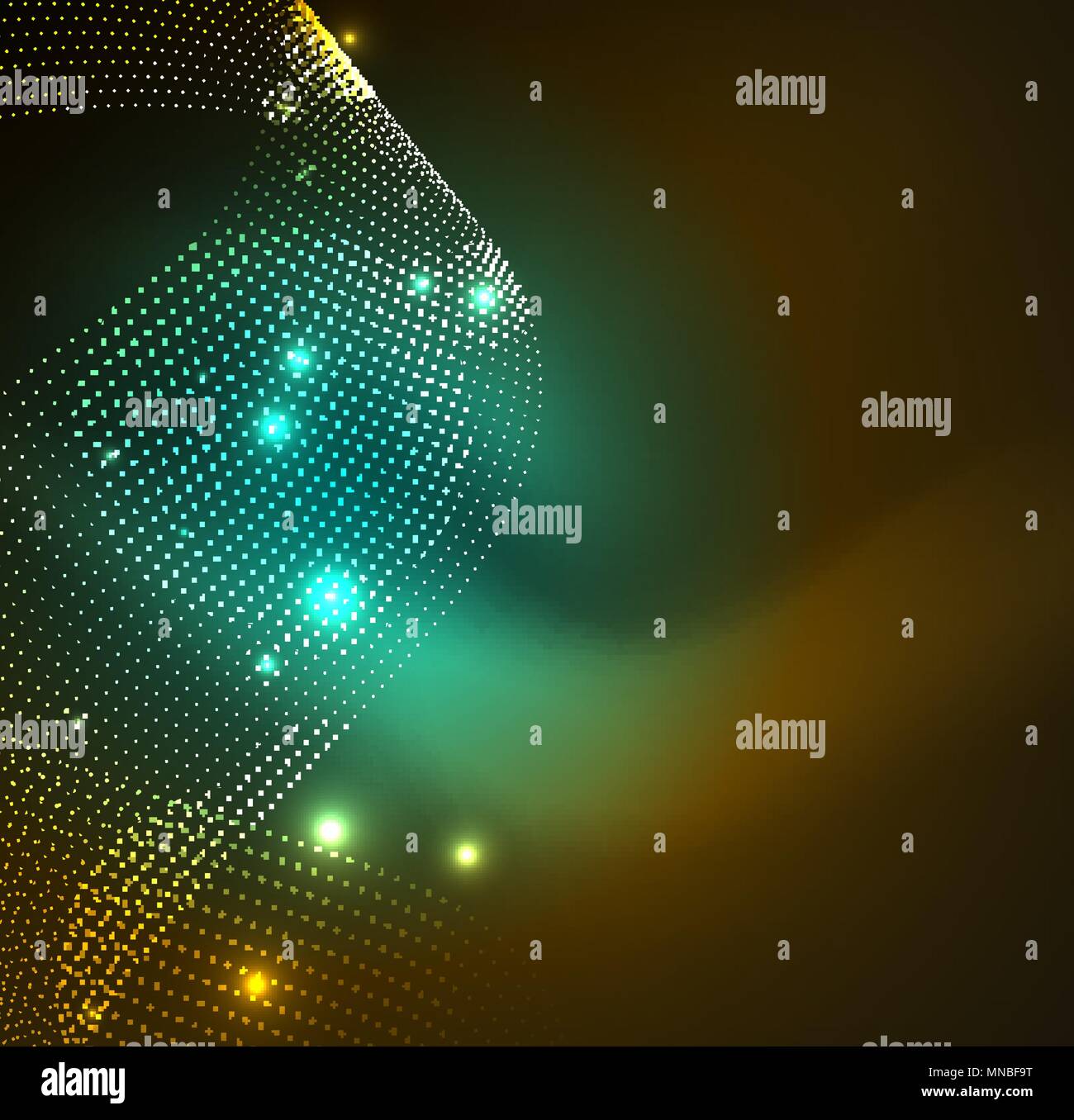 3D illuminated wave of glowing particles. 3D illuminated wave of ...