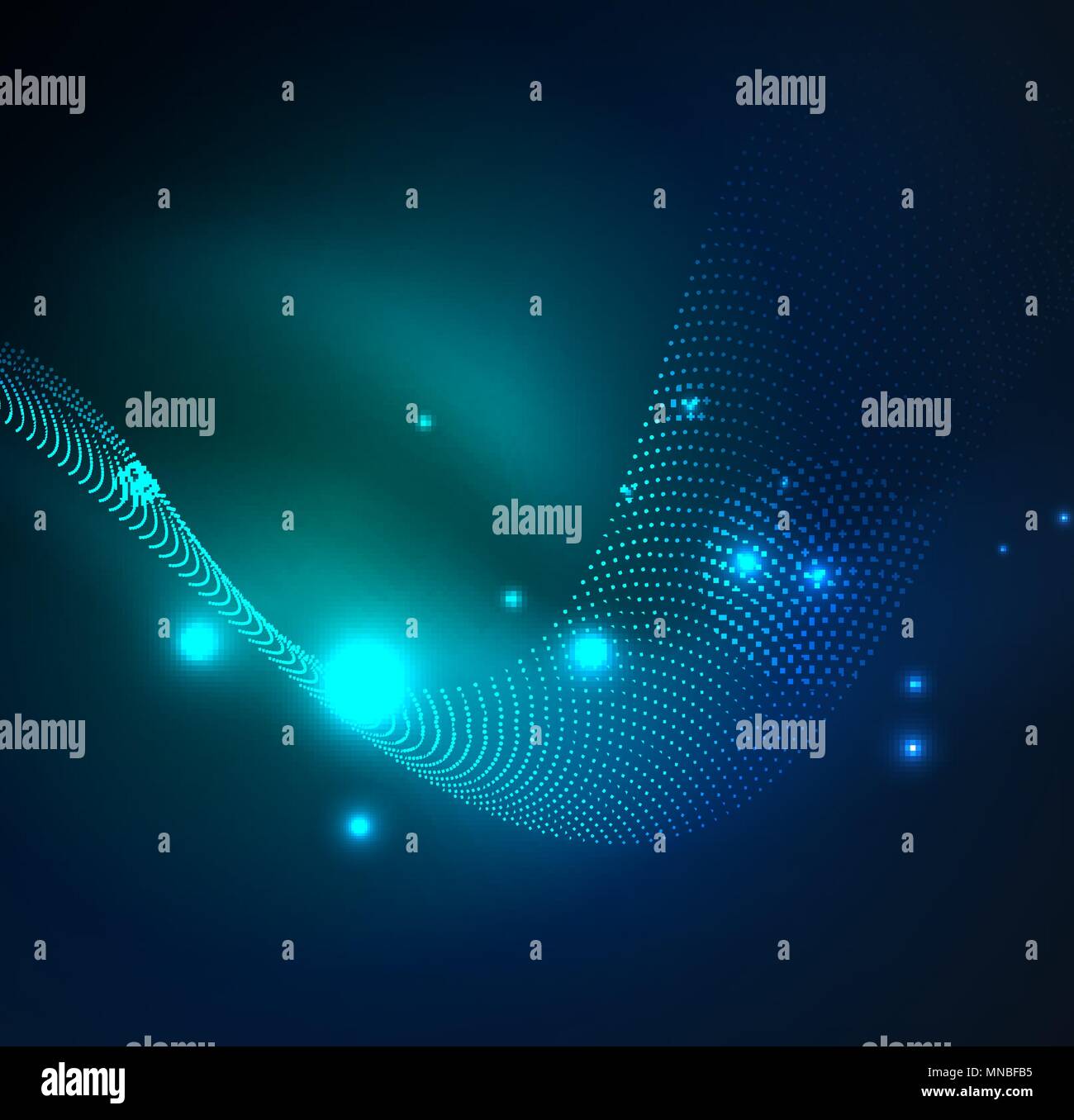 3D illuminated wave of glowing particles. 3D illuminated wave of ...