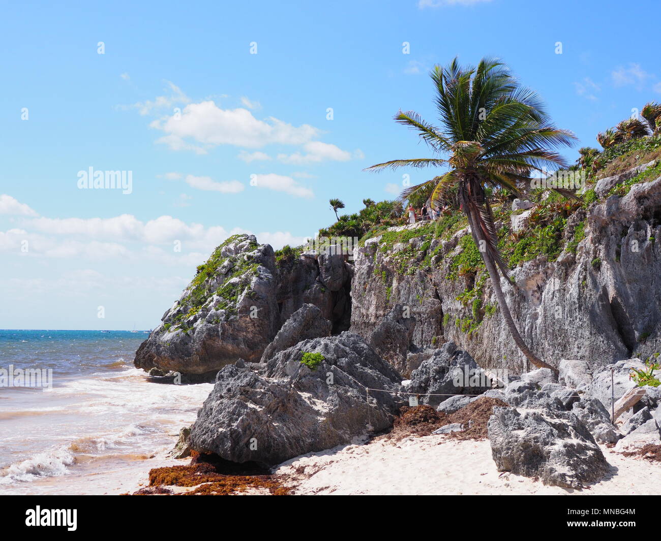 Beautiful rocky cliff at beach, caribbean lagoon at shore landscapes of ...