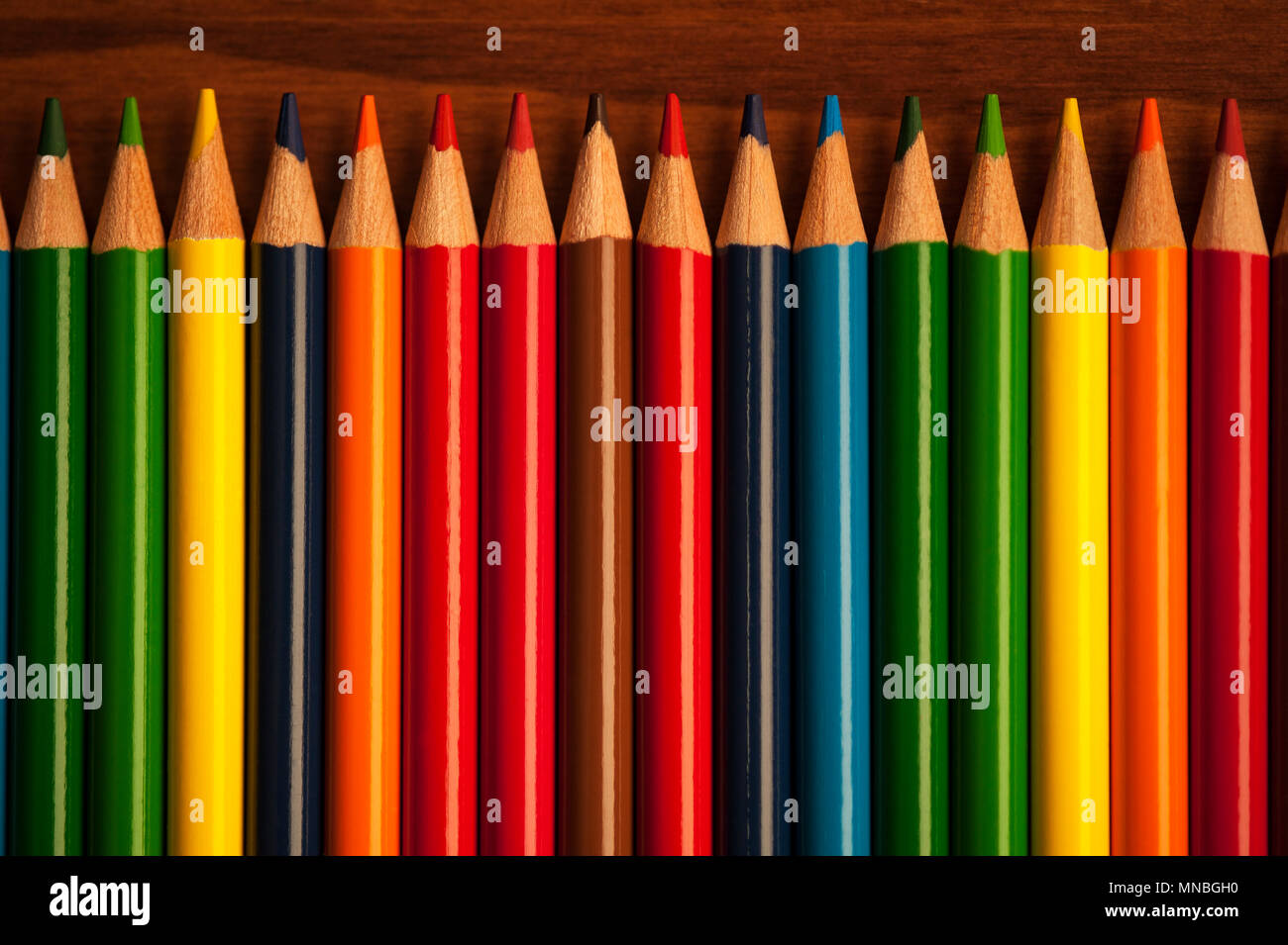 Close-up of multicolored pencils with design elements in rows Stock ...