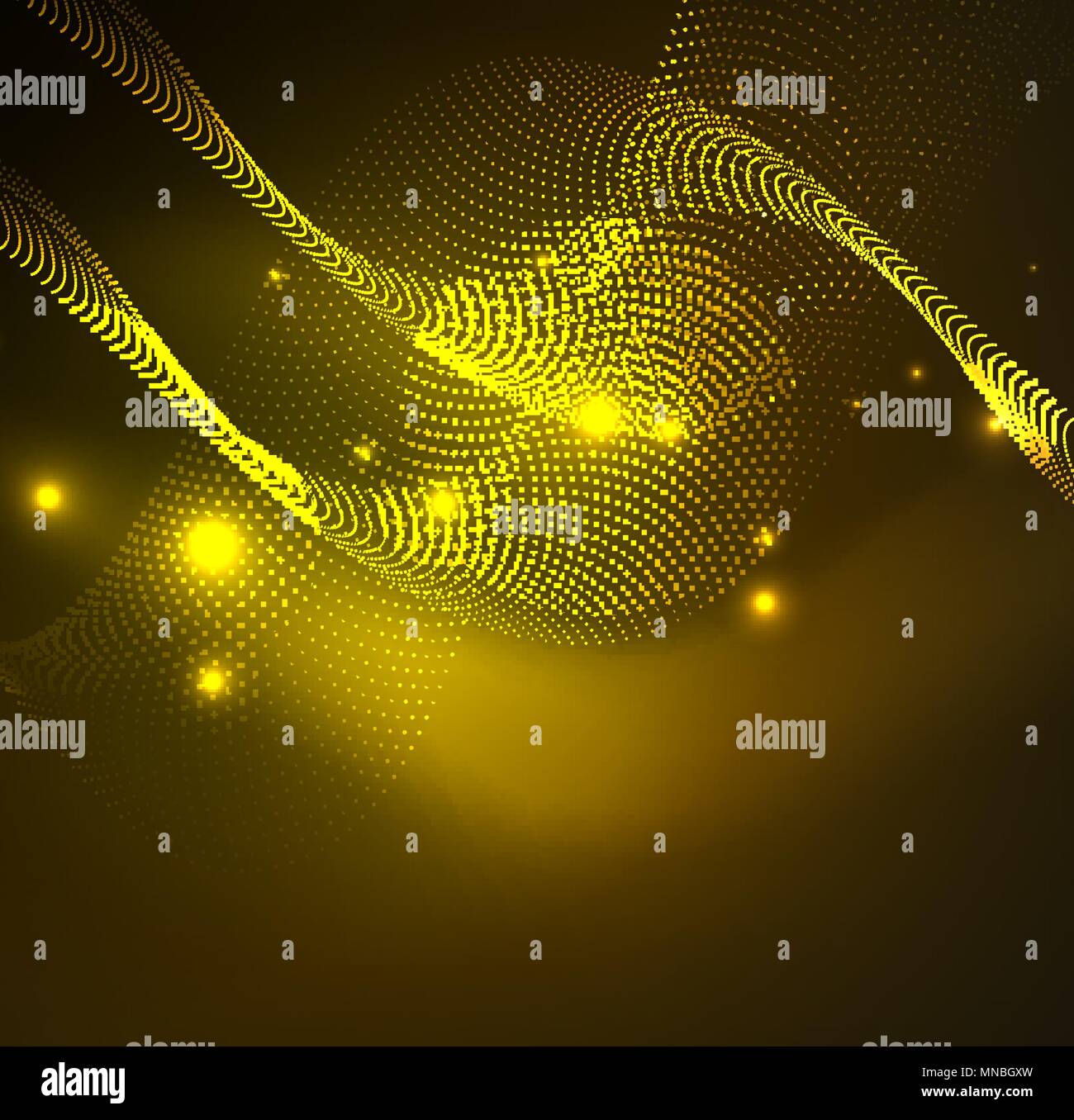 3D illuminated wave of glowing particles. 3D illuminated wave of ...