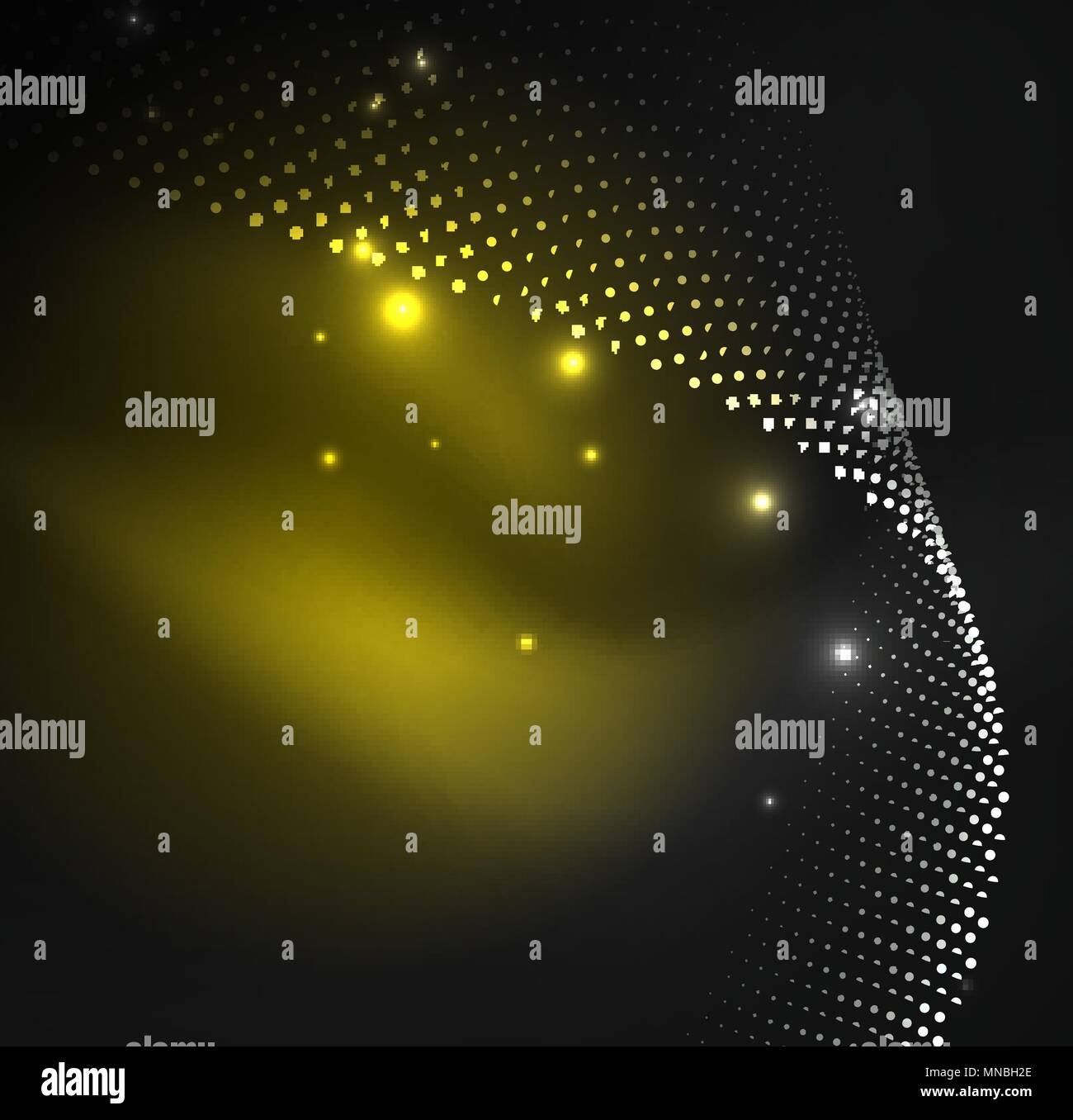 3D illuminated wave of glowing particles. 3D illuminated wave of ...