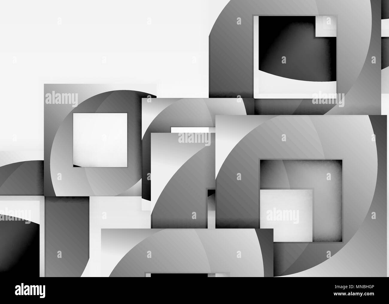 Squares geometric object in light 3d space, abstract background ...