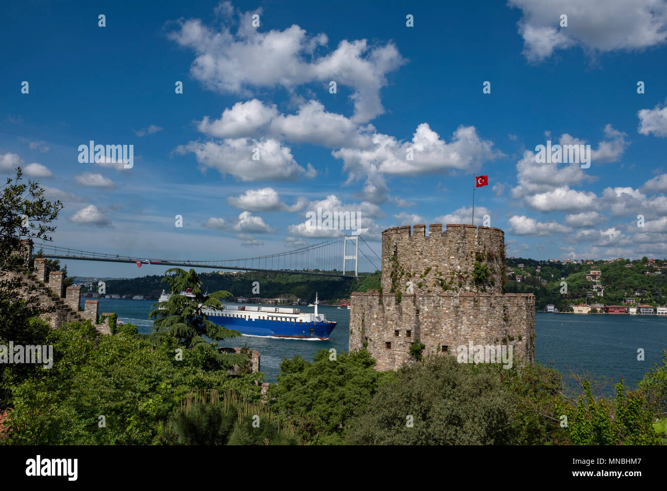 The Rumeli Hisar fortress and part of the Fatih Sultan Mehmet Bridge in ...