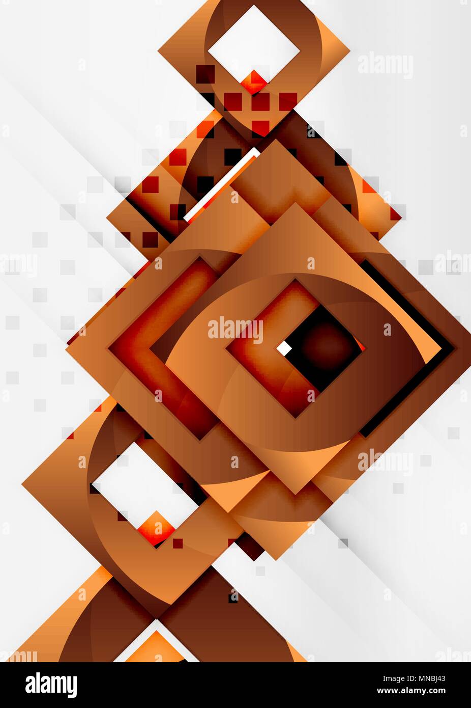 Squares geometric object in light 3d space, abstract background ...