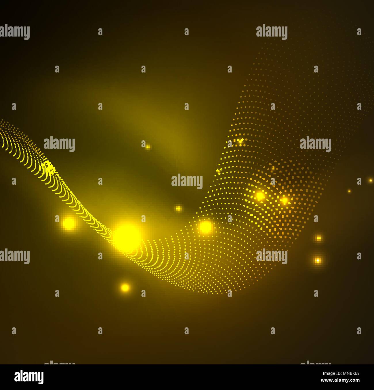 3D illuminated wave of glowing particles. 3D illuminated wave of ...