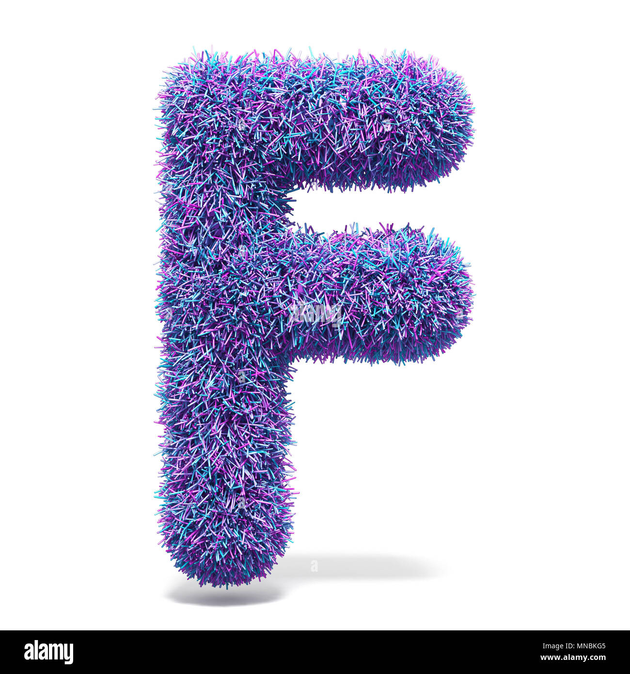 Purple faux fur LETTER F 3D render illustration isolated on white ...