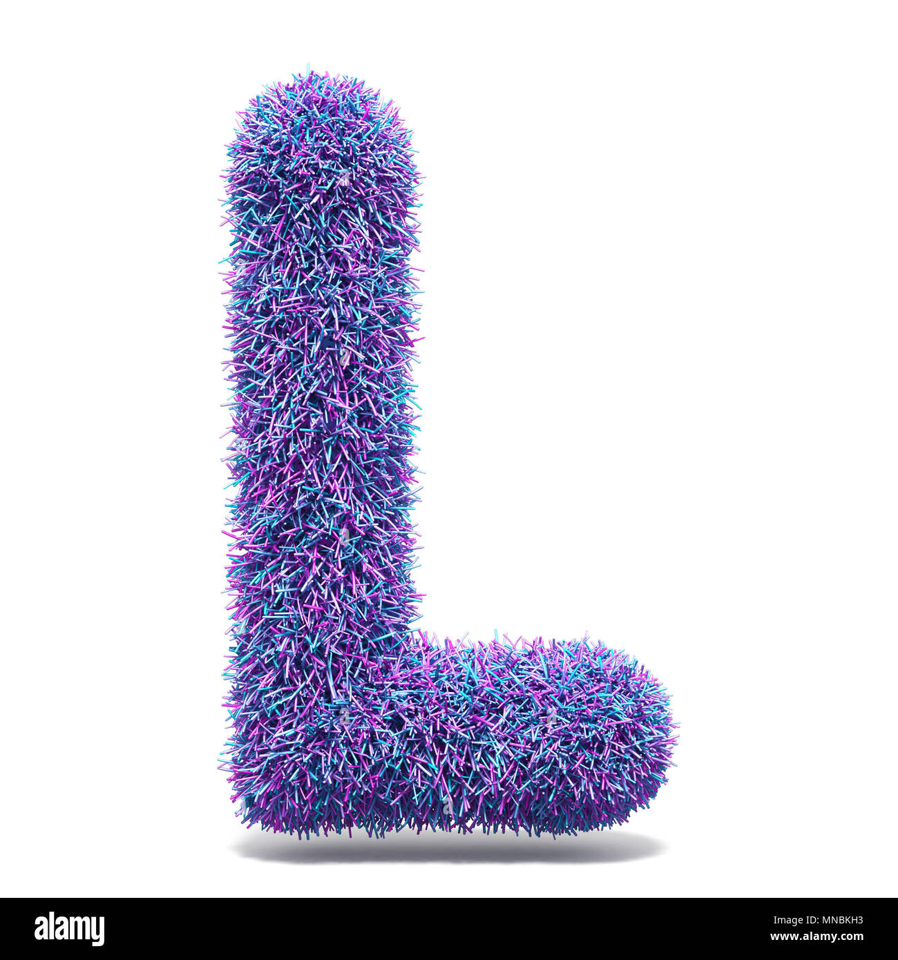 Purple faux fur LETTER L 3D render illustration isolated on white ...
