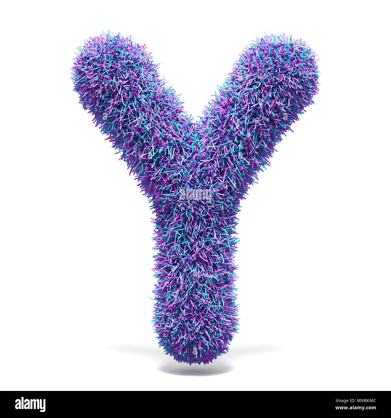 Purple faux fur LETTER Y 3D render illustration isolated on white ...