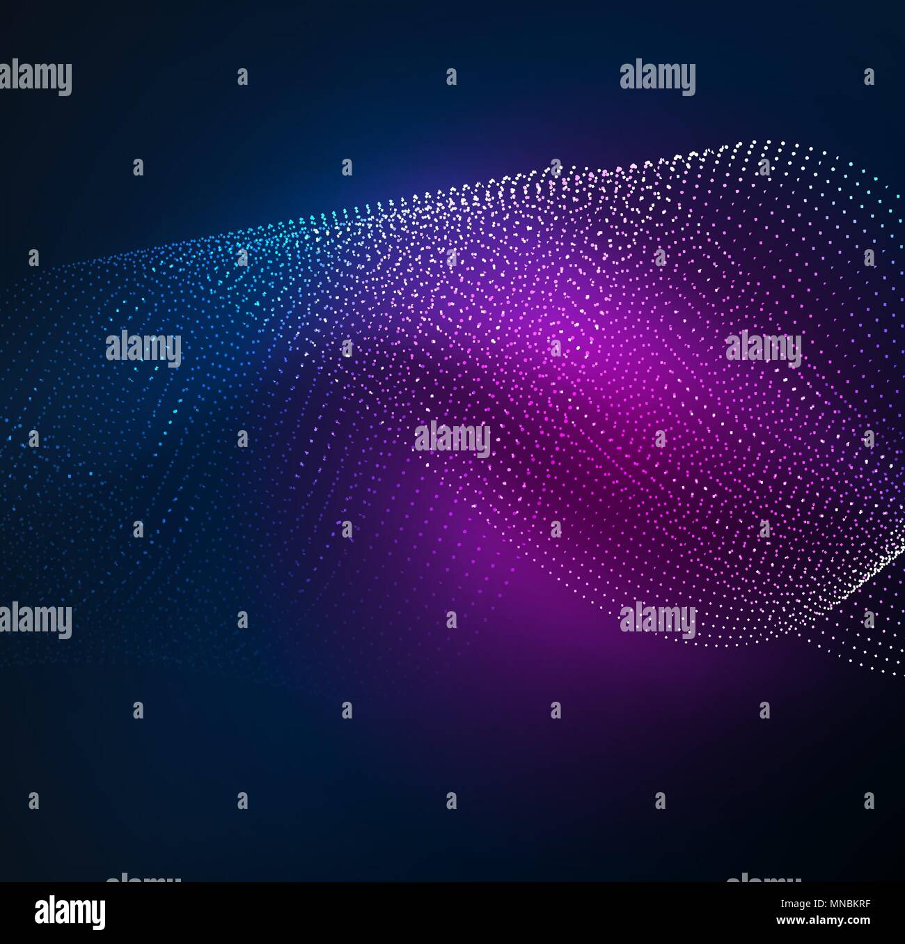 3D illuminated wave of glowing particles. 3D illuminated wave of ...