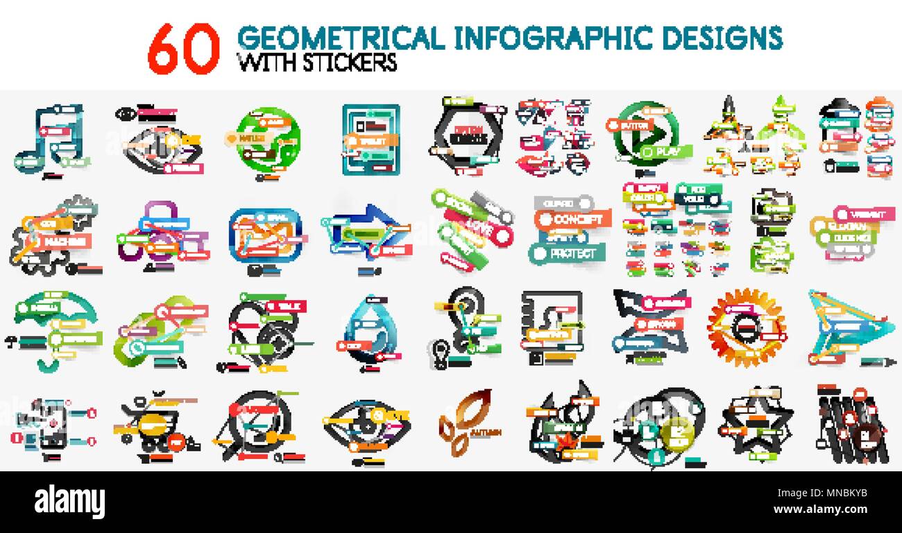 Mega collection of vector digital infographics diagram template with ...