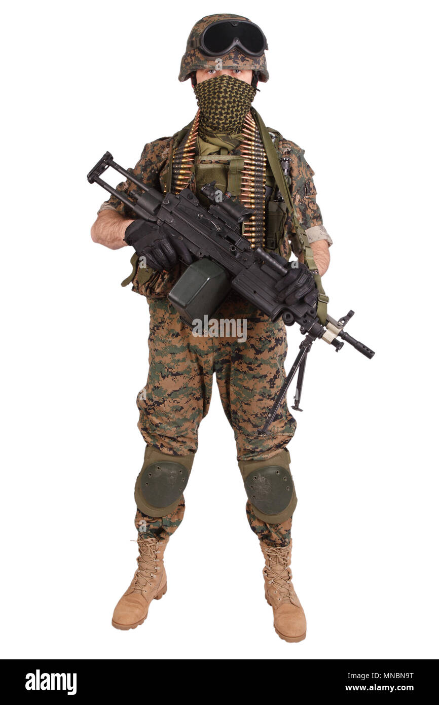 US MARINES with machine gun Stock Photo - Alamy