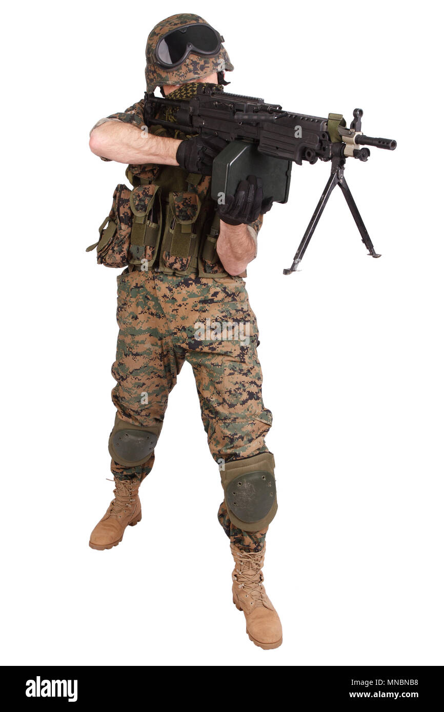 US MARINES with machine gun Stock Photo - Alamy