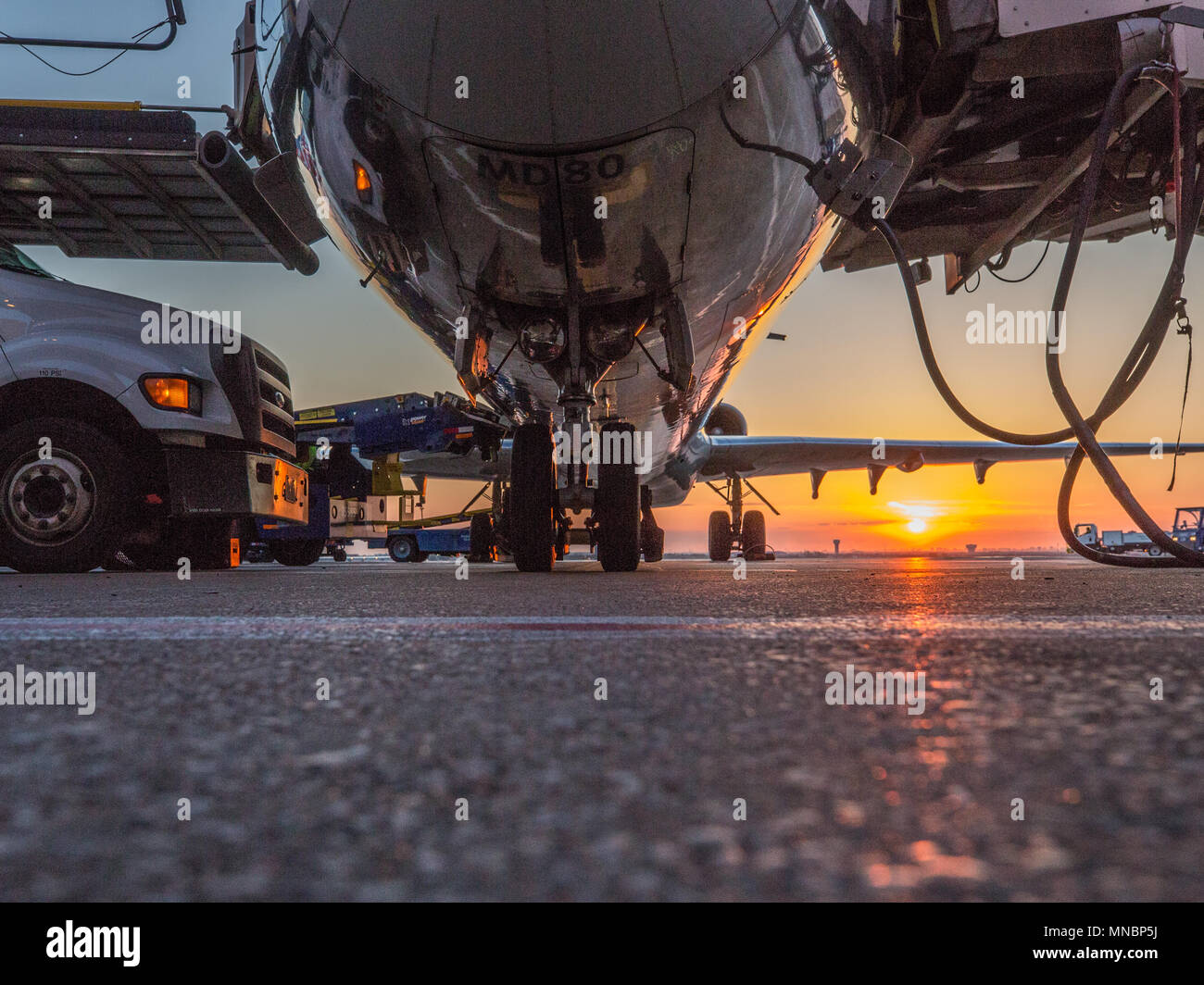 Sunrise On The Airline Ramp. DC-9 Stock Photo - Alamy