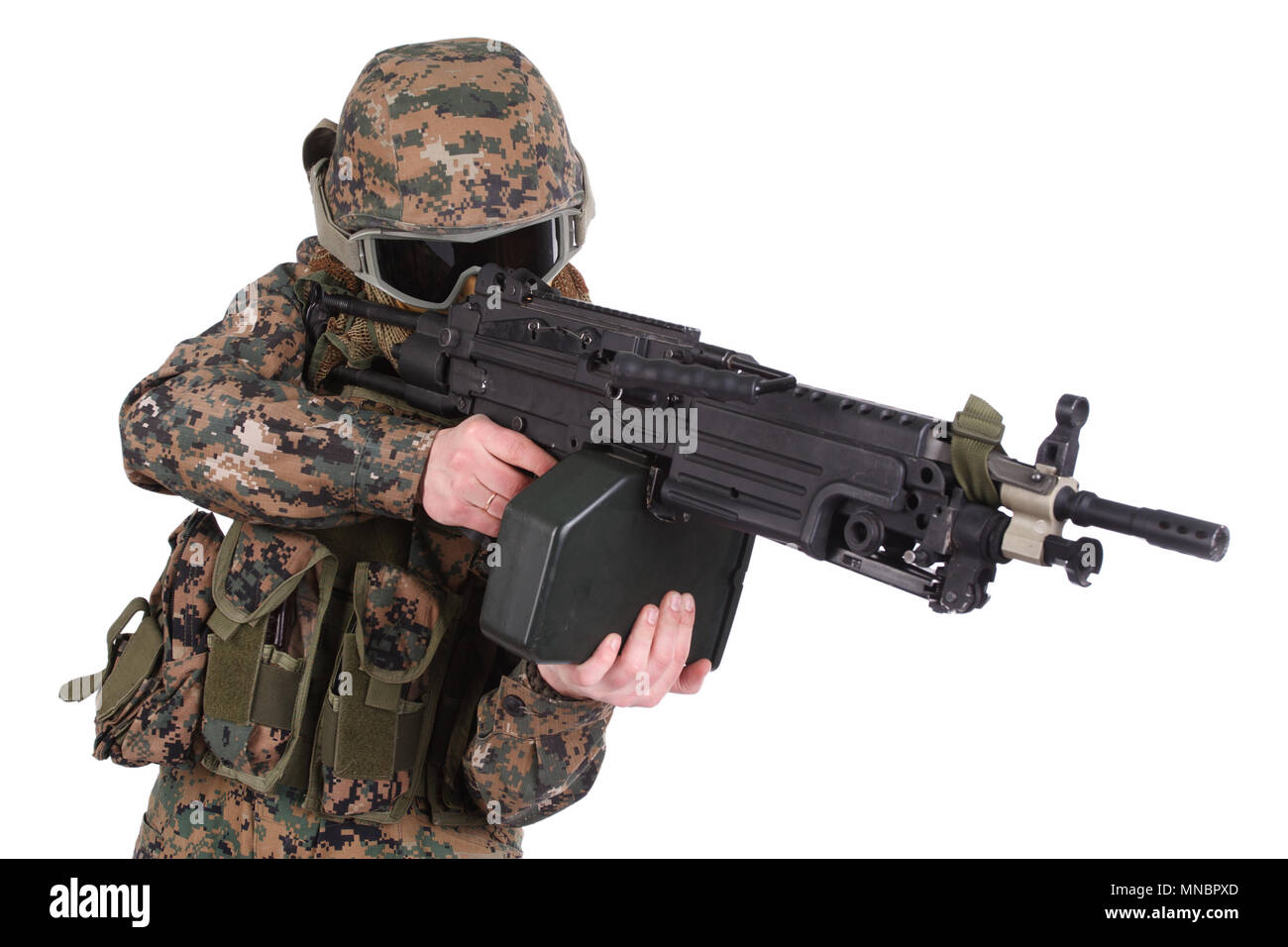 US MARINES with machine gun isolated on white Stock Photo - Alamy
