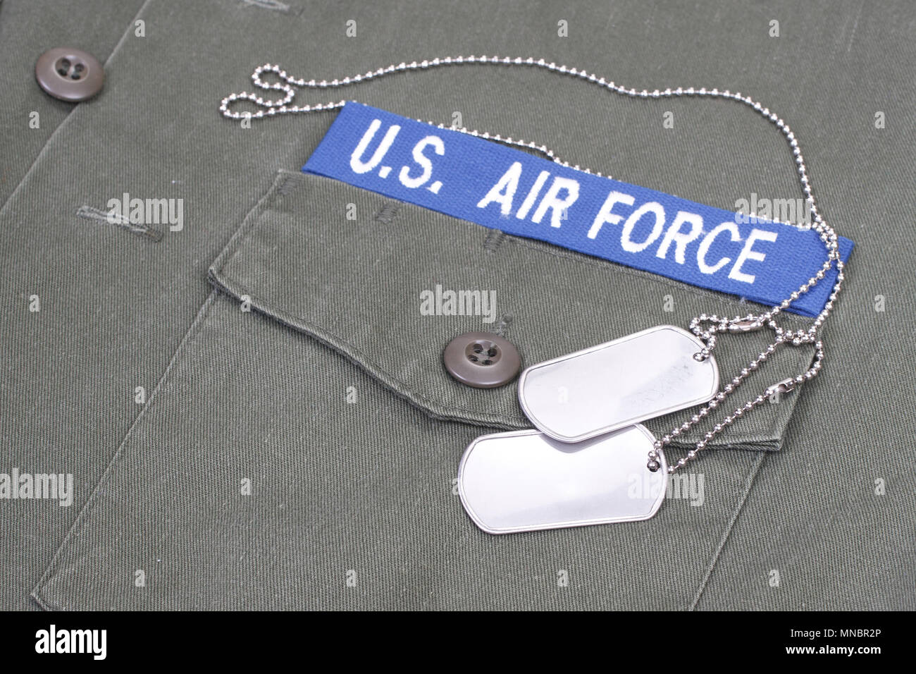 us air force uniform with blank dog tags Stock Photo - Alamy