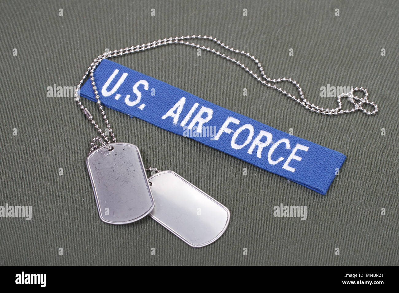 us air force uniform with blank dog tags Stock Photo - Alamy