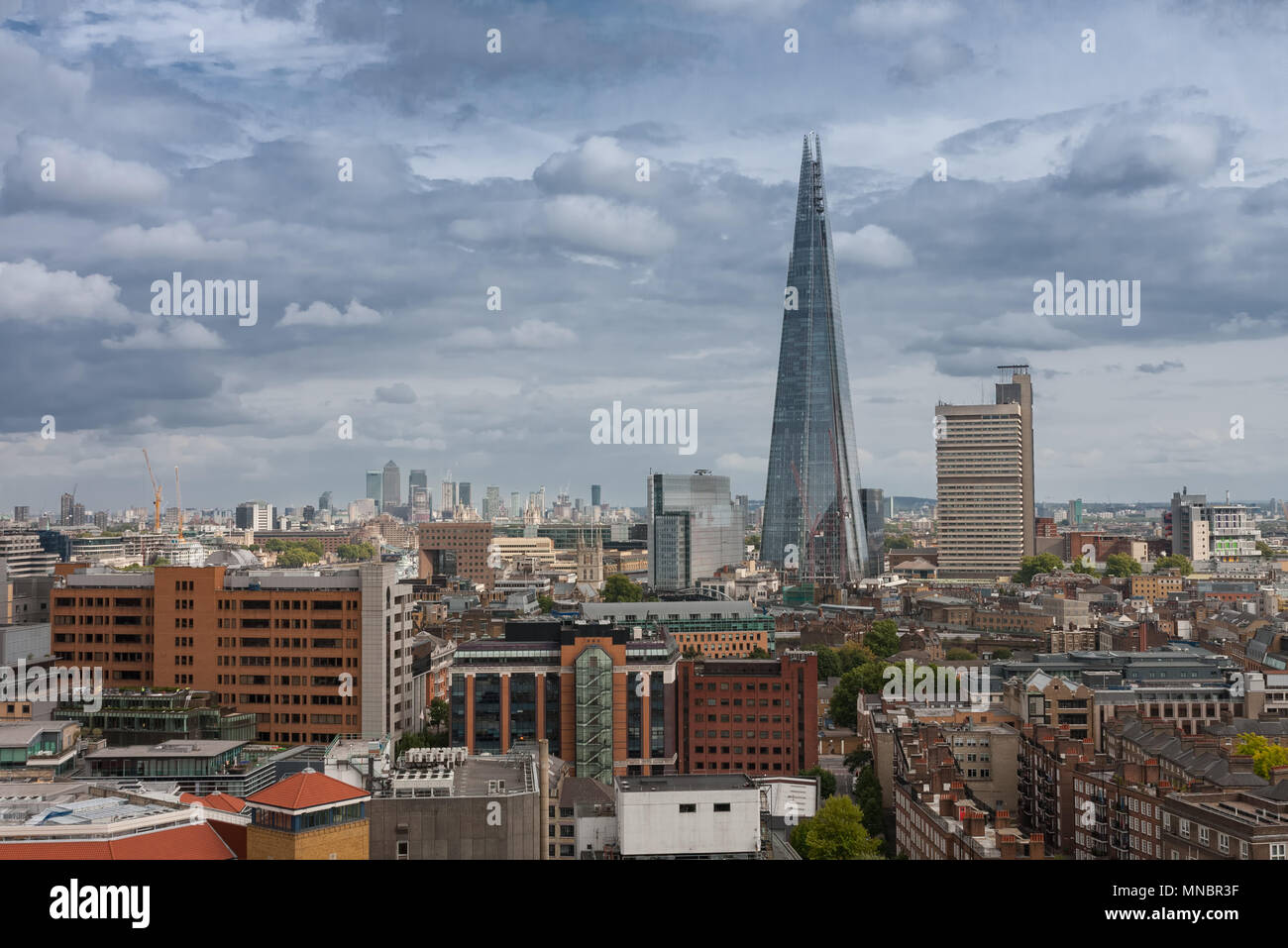 Aerial view of 95-story skyscraper The Shard in London. The Shard is ...