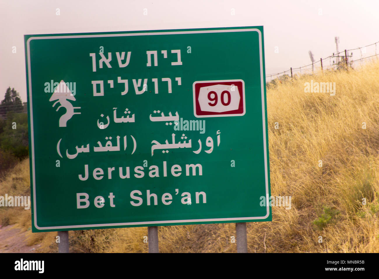 A road traffic sign for the city of Jerusalem, Israel located on the ...