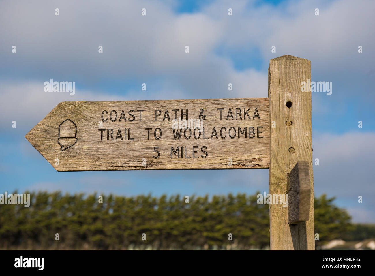 South west coast path devon woolacombe braunton tarka trail sign hi-res ...