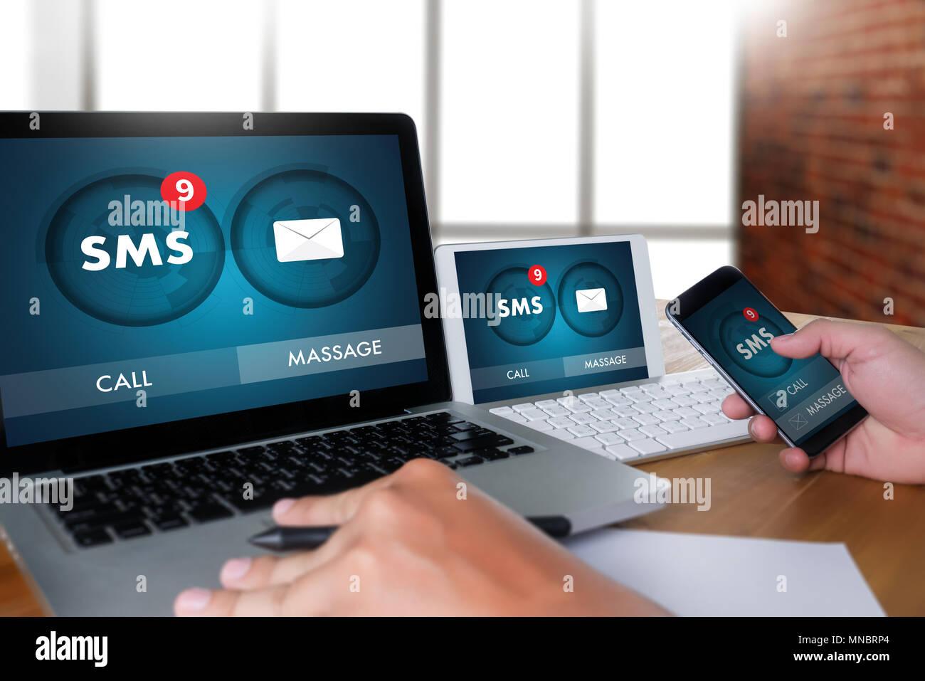 SMS Messaging Communication Notification Alert Reminder sms Stock Photo ...