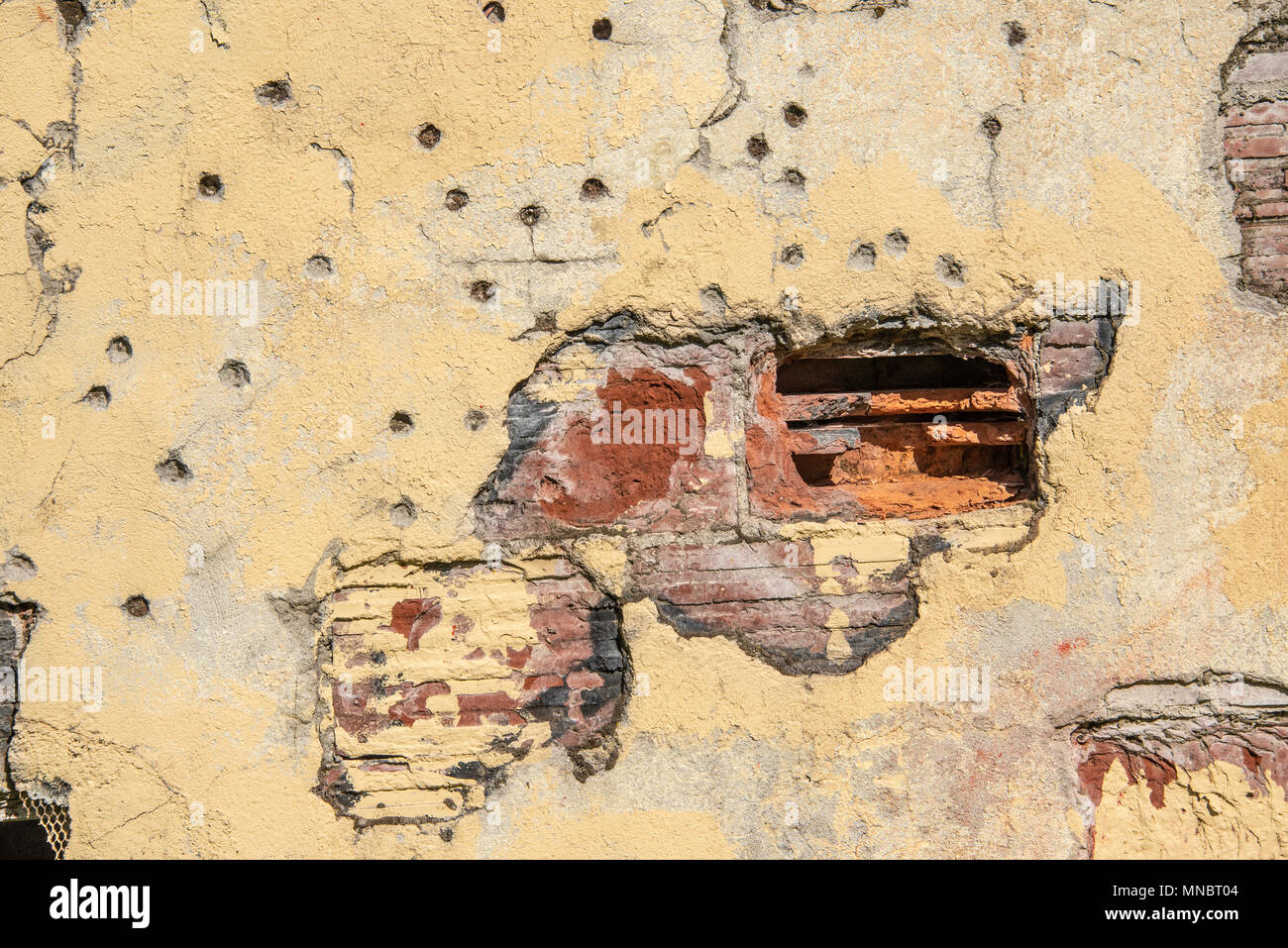 brick wall with bullet holes Stock Photo - Alamy