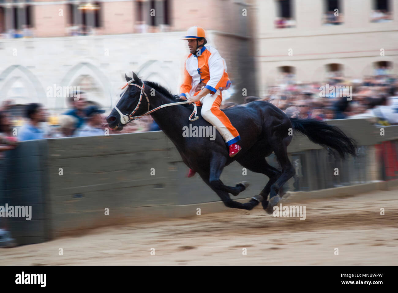 contrada of unicorn, the race, palio of siena, siena, tuscany, italy ...