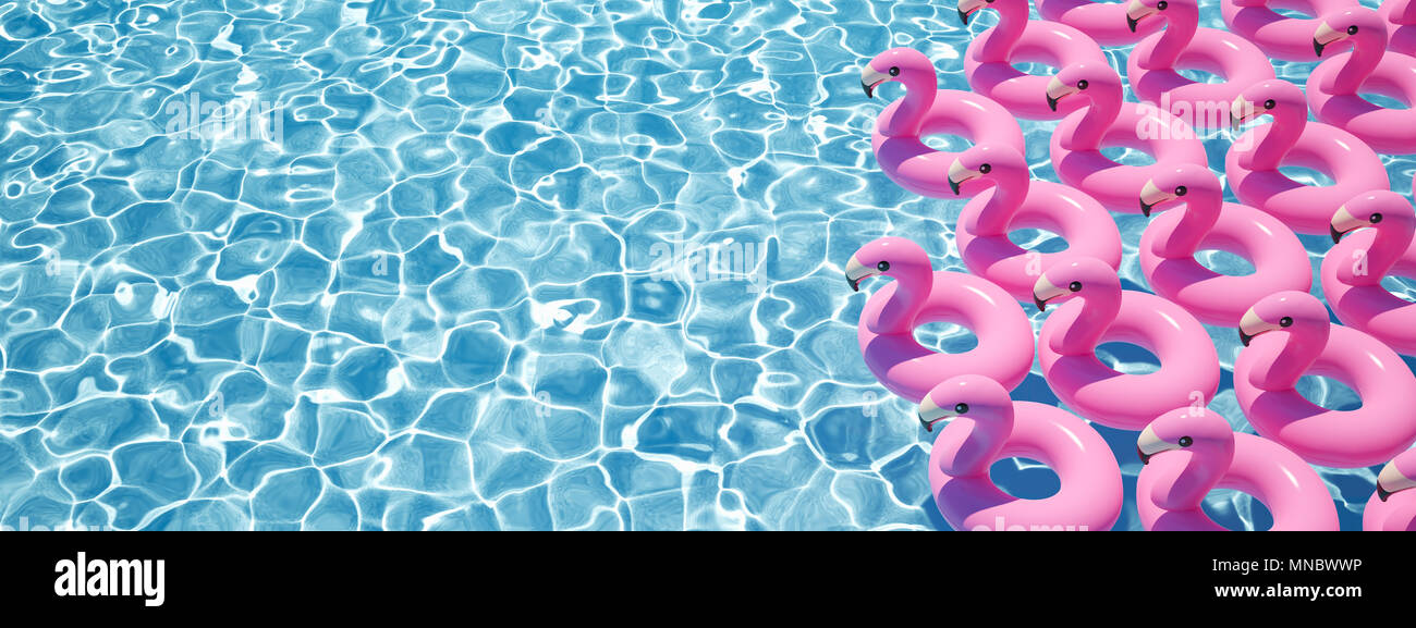3D rendering. a lot of flamingo floats in a pool Stock Photo - Alamy