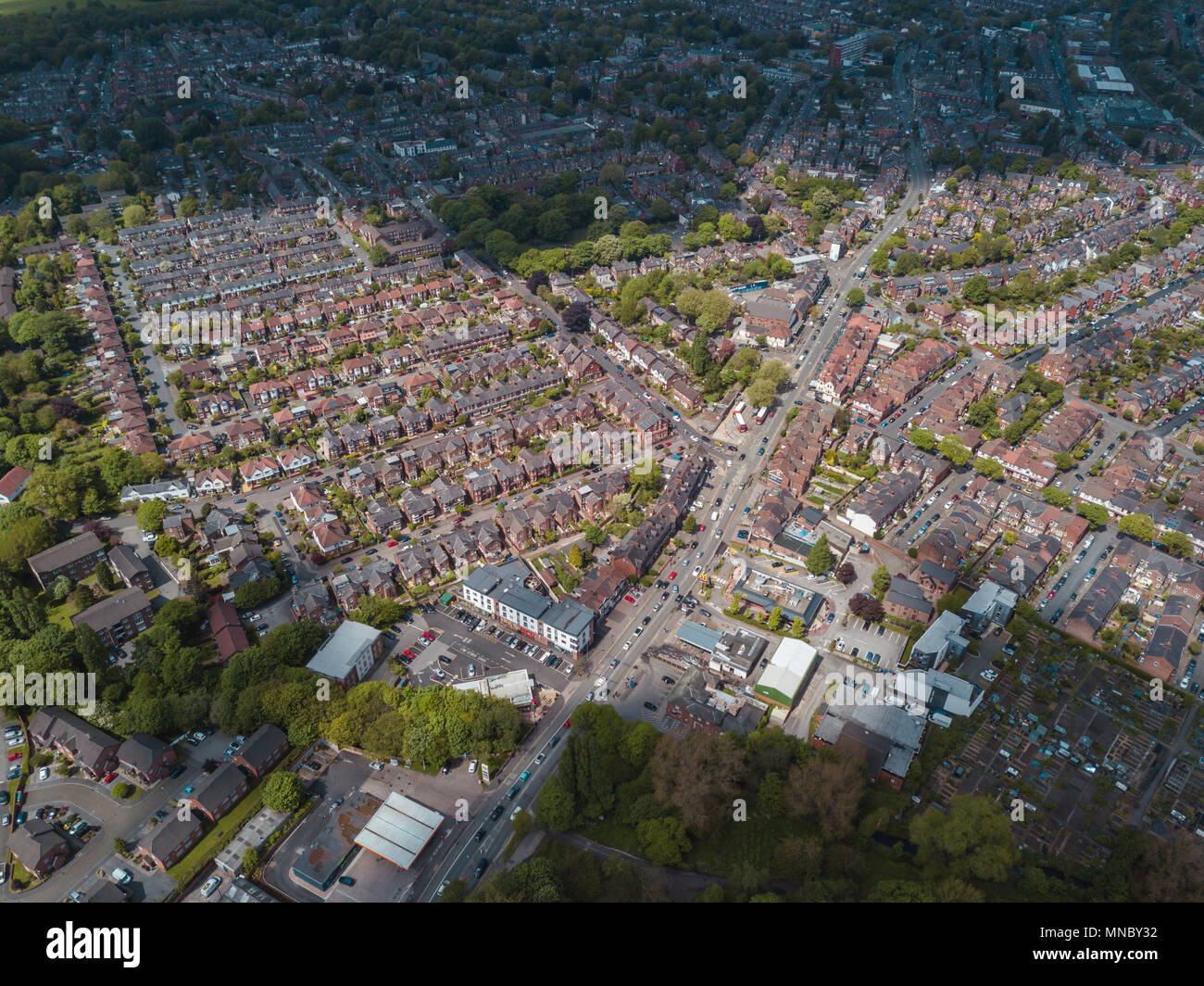 Aerial Houses Residential British England Drone Above View Summer Blue ...