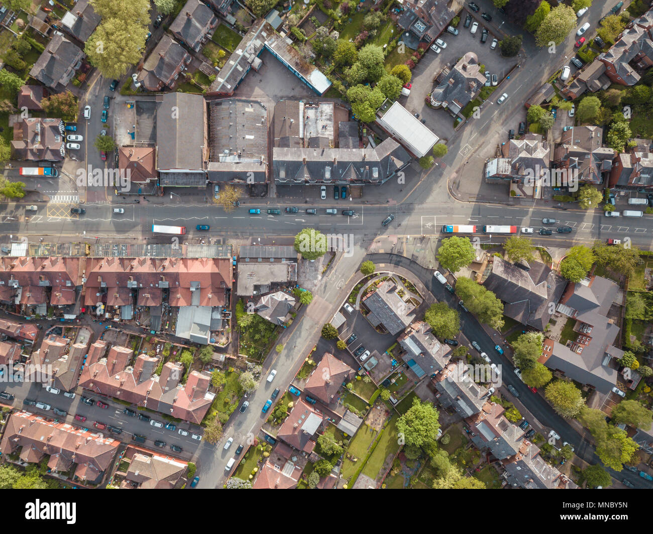 Aerial Houses Residential British England Drone Above View Summer Blue ...