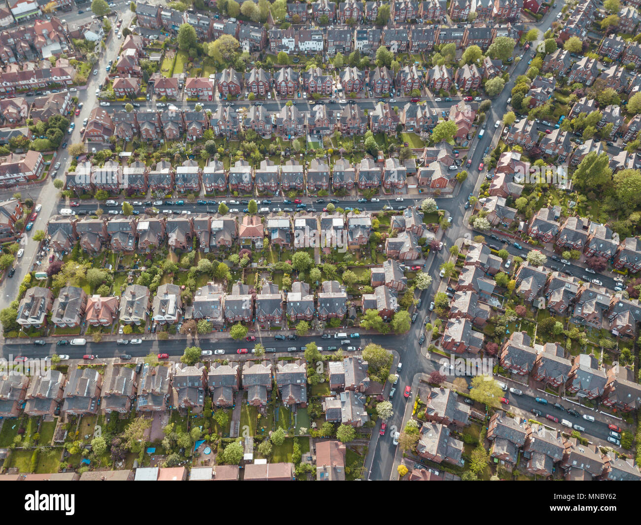 Aerial Houses Residential British England Drone Above View Summer Blue ...