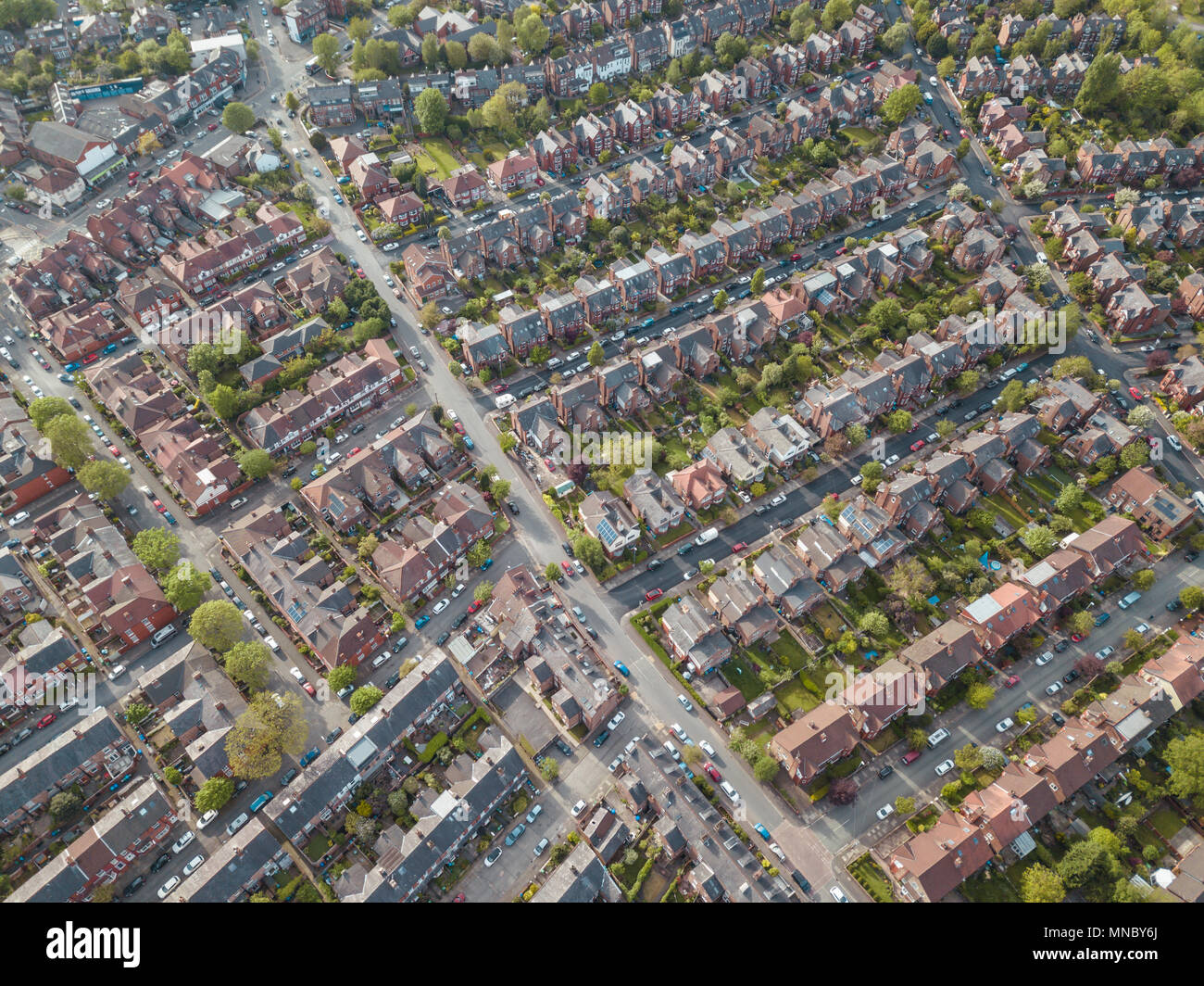 Aerial Houses Residential British England Drone Above View Summer Blue ...