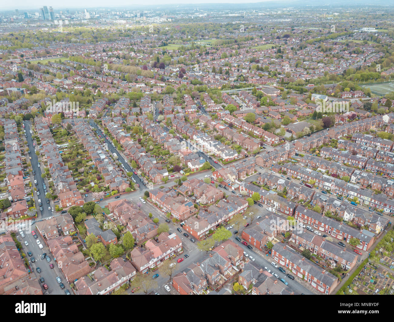 Aerial Houses Residential British England Drone Above View Summer Blue ...