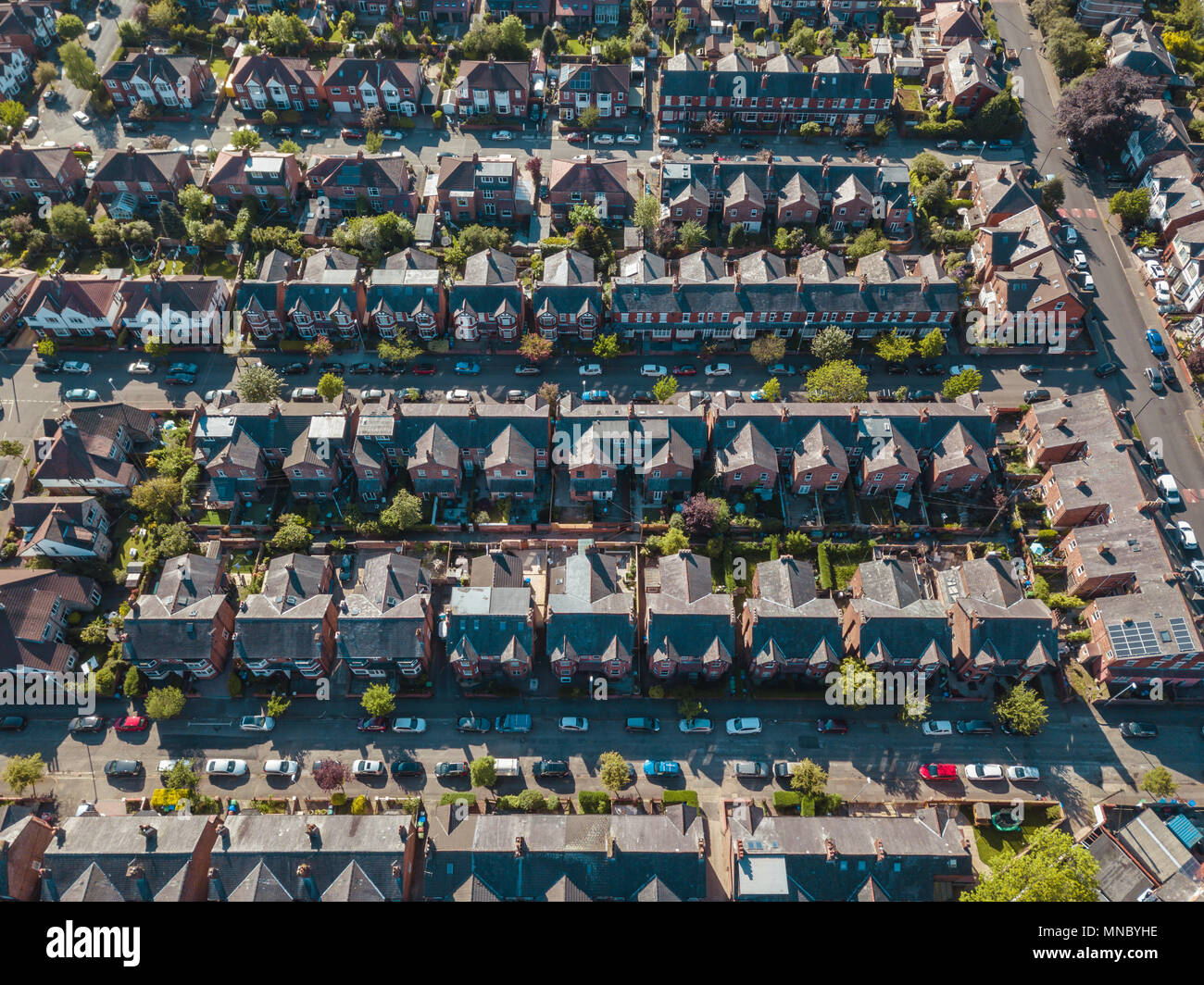 Aerial Houses Residential British England Drone Above View Summer Blue ...