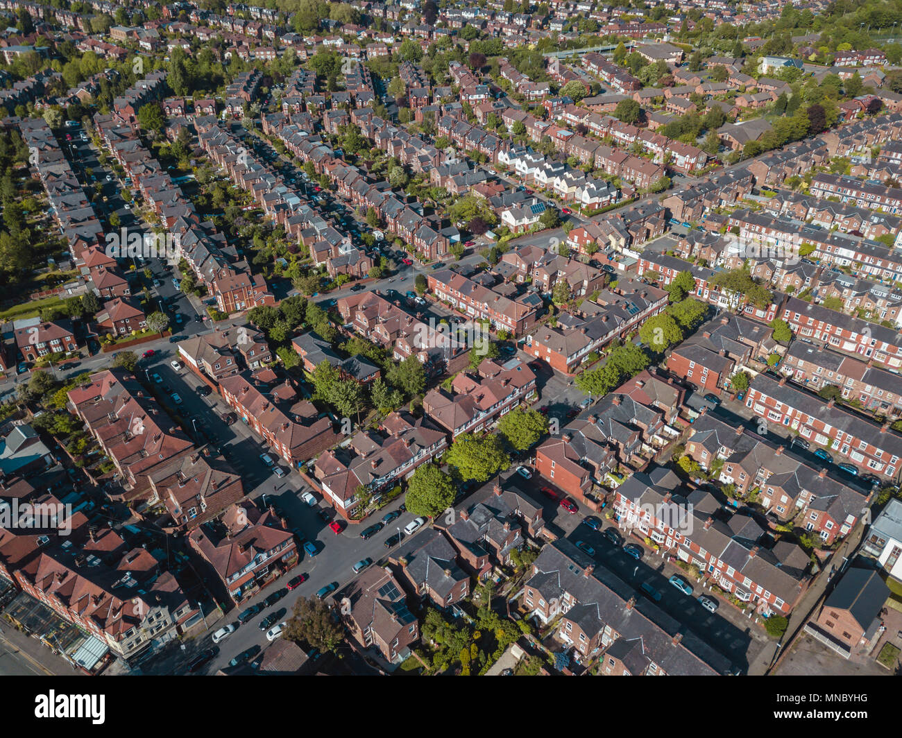 Aerial Houses Residential British England Drone Above View Summer Blue ...