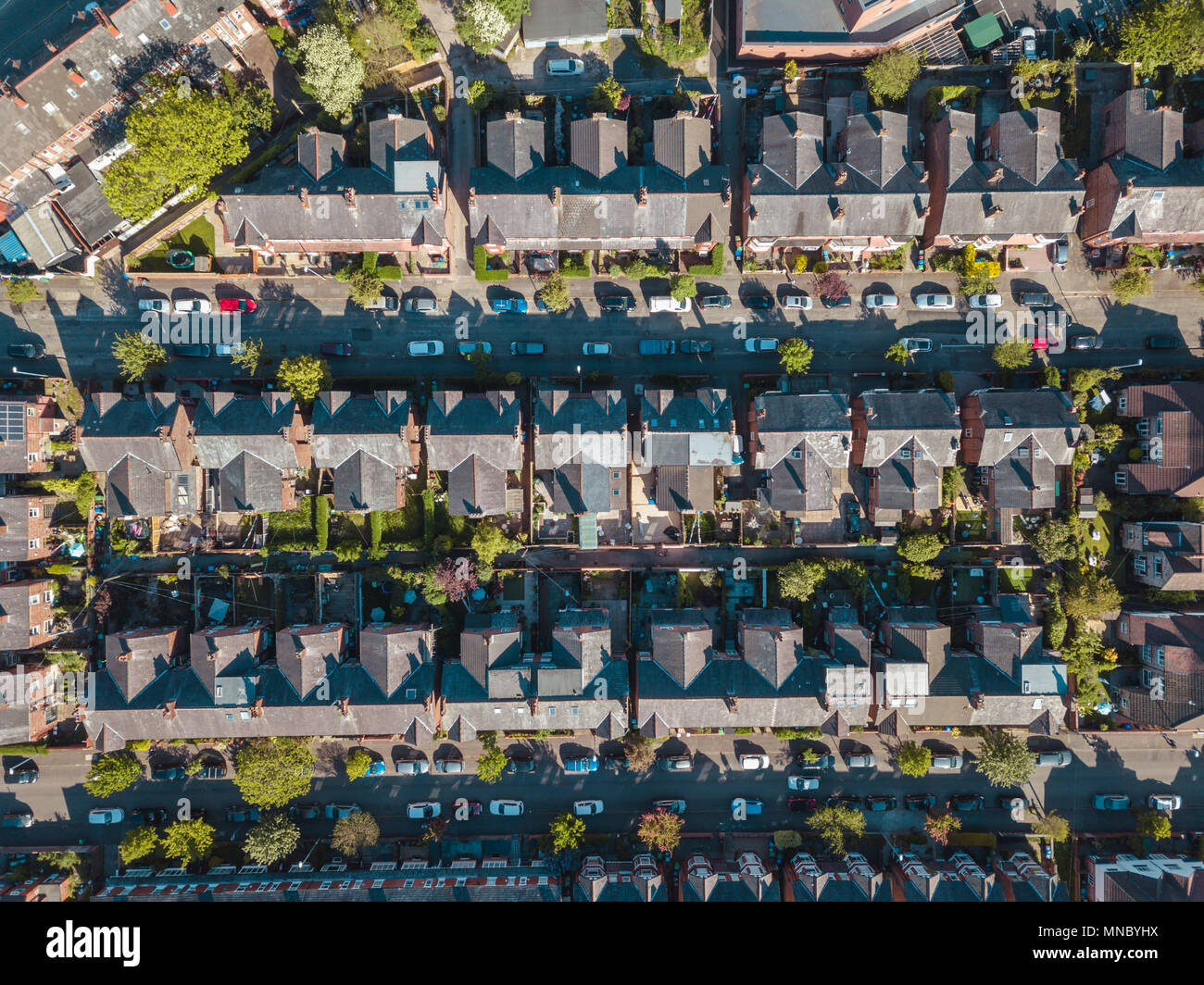 Aerial Houses Residential British England Drone Above View Summer Blue ...
