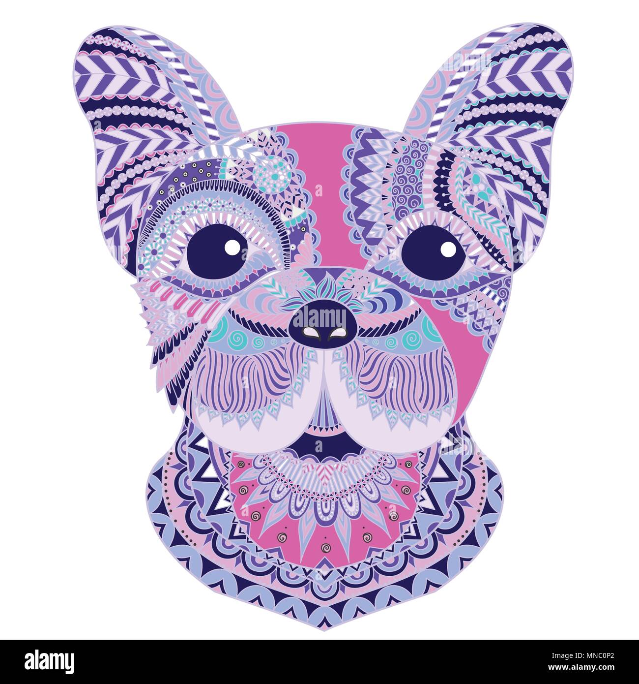 Colorful french bulldog with zentangle design for t shirt design and ...