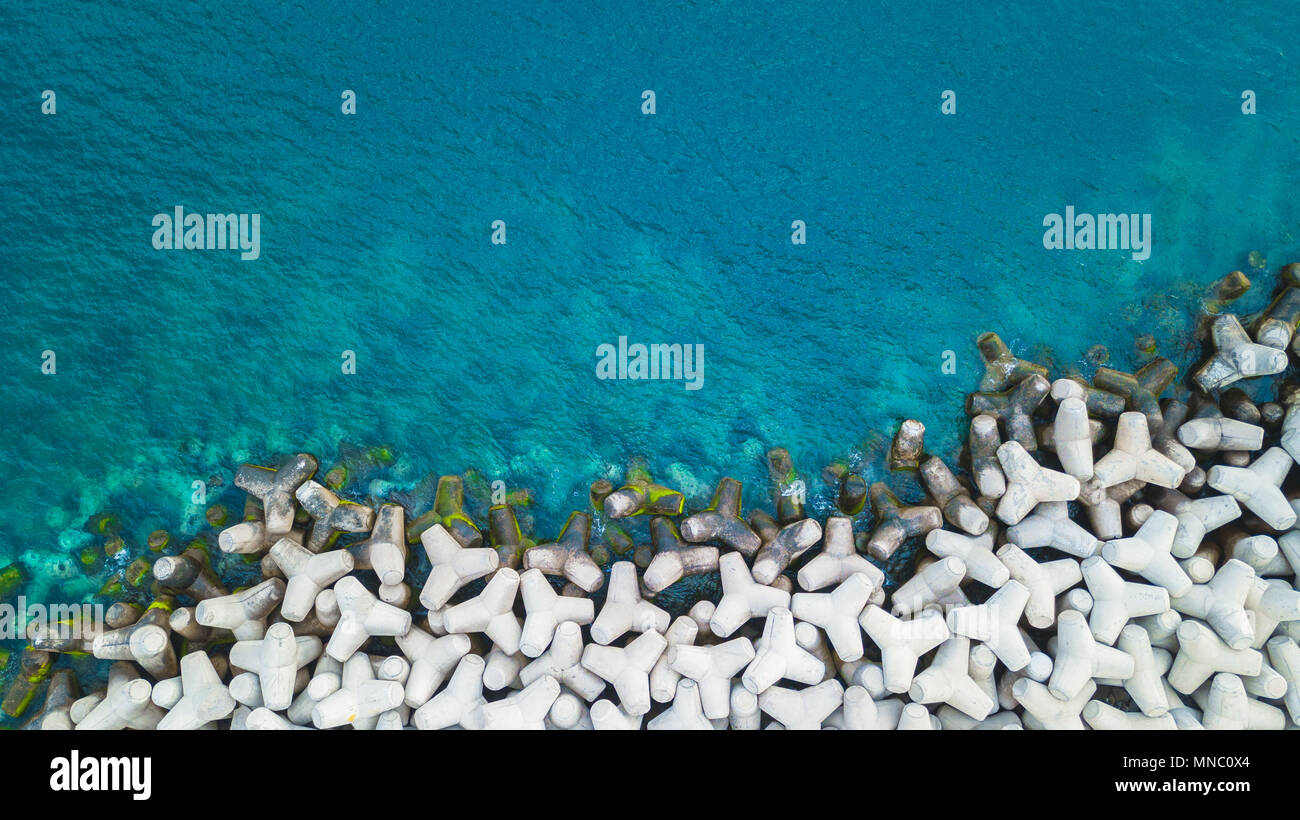 Top view of an abundance of concrete breakwater Stock Photo - Alamy