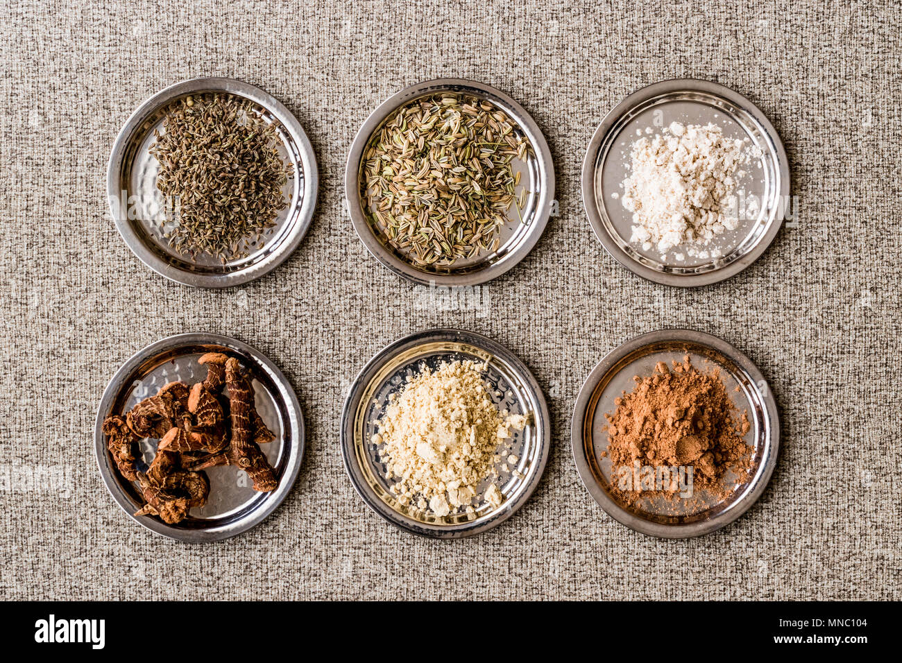Silver spoons with spices hi-res stock photography and images - Alamy