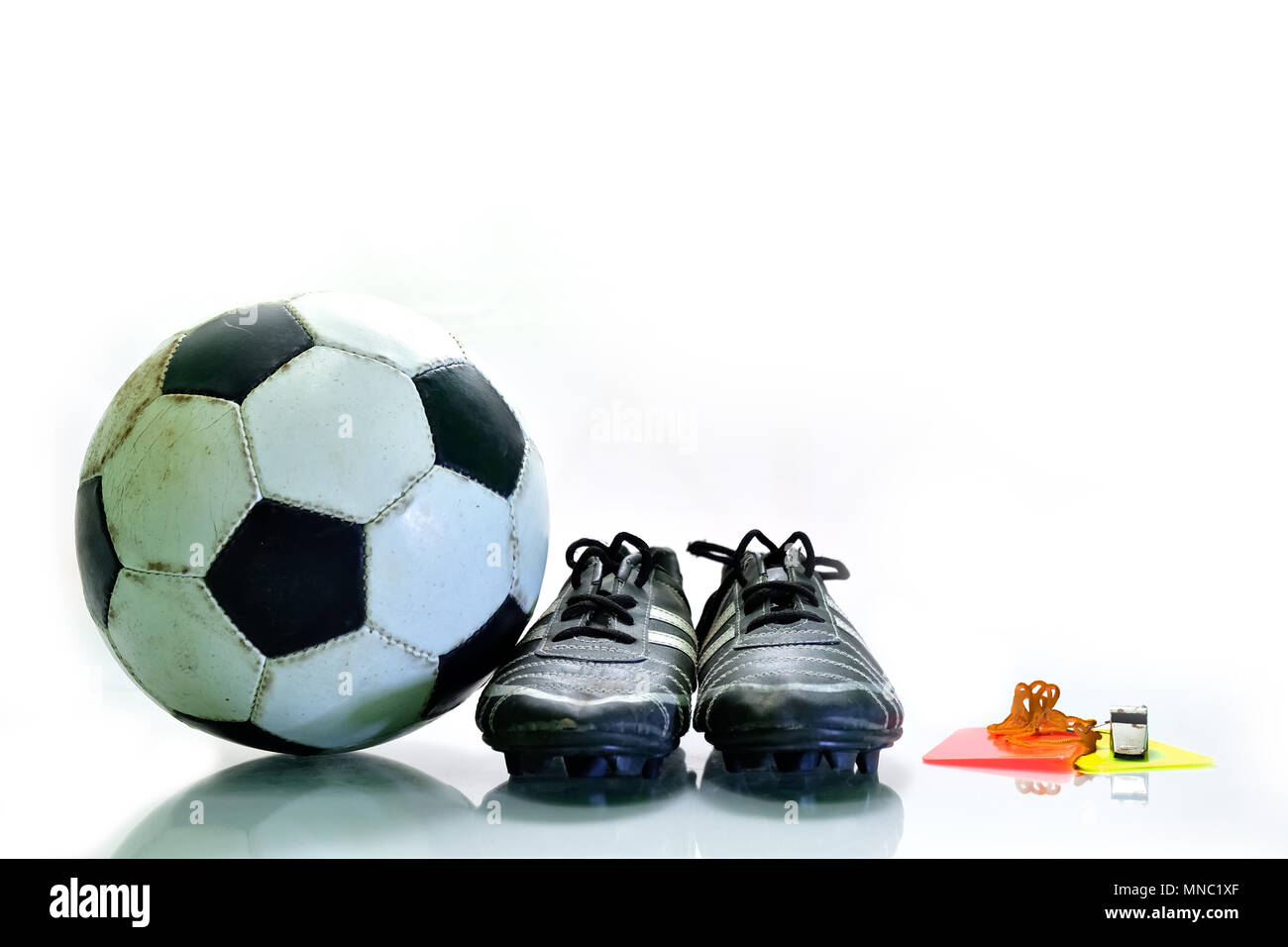 Soccer equipment are isolated on white background Stock Photo - Alamy
